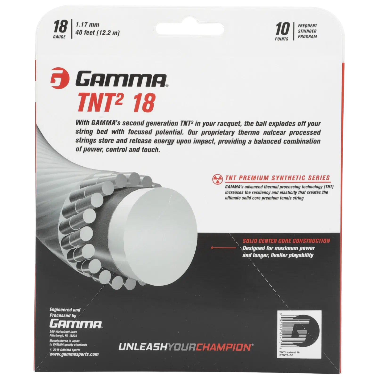 Gamma TNT2 18/1.17 String Set · RacquetDepot